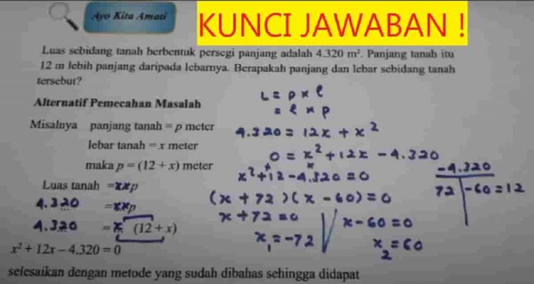 Kunci Jawaban Matematika Kelas 9 Halaman 77 Luas Sebidang Tanah ...