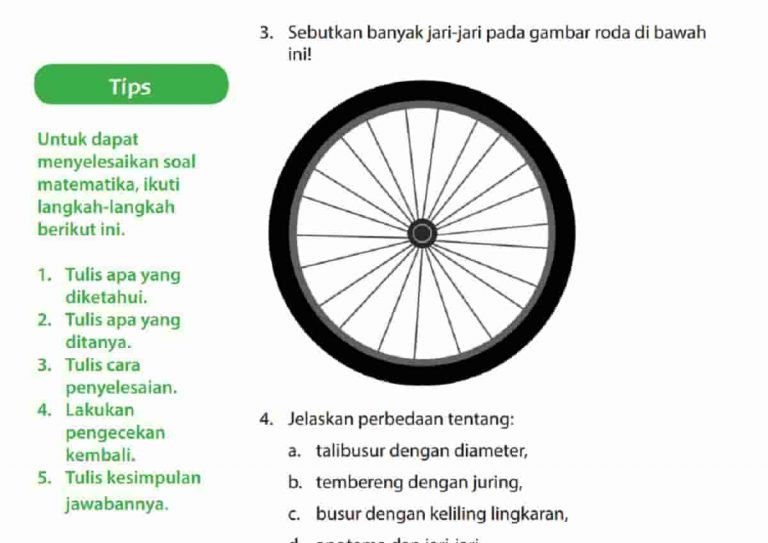 Sebutkan Banyak Jari-Jari Pada Gambar Roda Di Bawah Ini Matematika Kelas 6