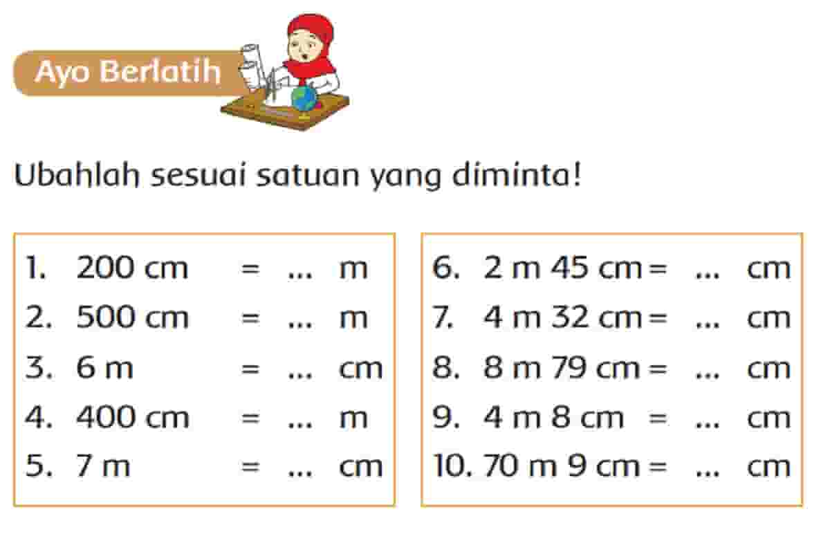 Ubahlah Sesuai Satuan Yang Diminta Halaman 48 Tema 3 Kelas 3 SD MI