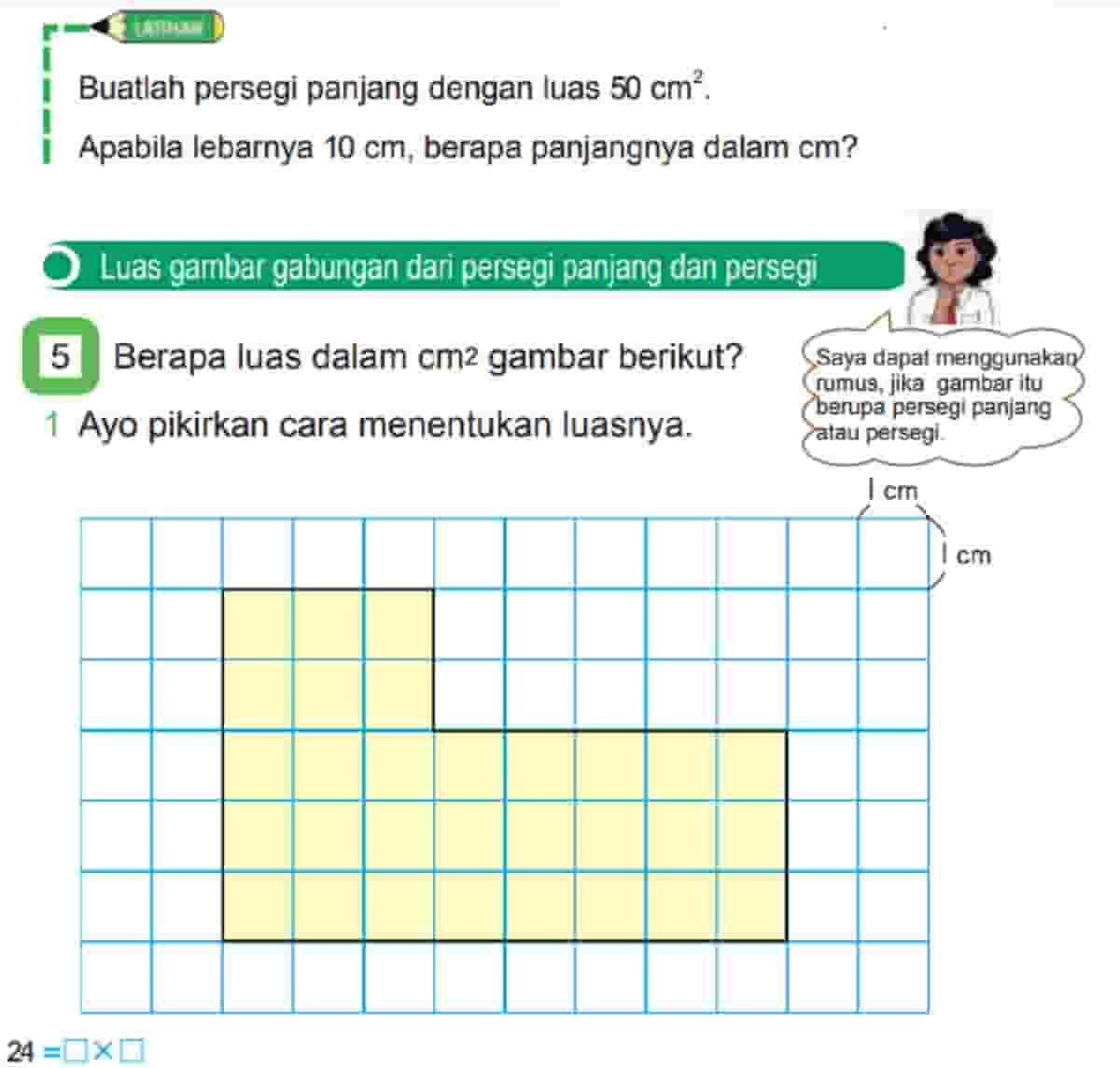 Buatlah Persegi Panjang dengan Luas 50 cm² Apabila Lebarnya 10 cm