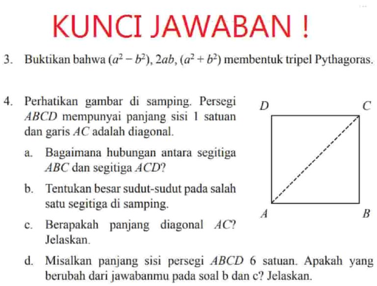 Persegi ABCD Mempunyai Panjang Sisi 1 Satuan dan Garis AC Adalah Diagonal