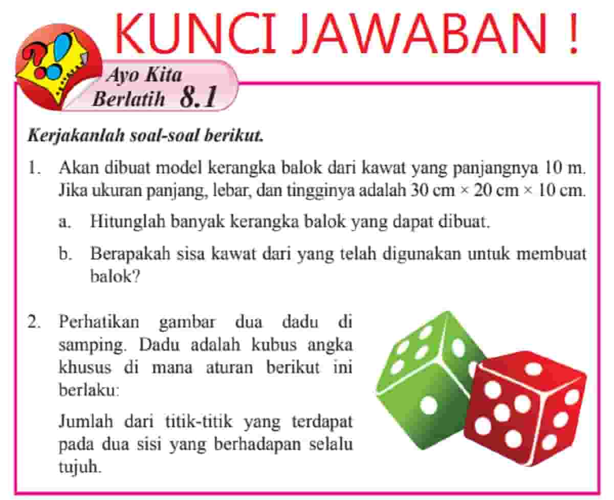 Perbandingan Panjang Lebar dan Tinggi Sebuah Balok Adalah 4 : 3 : 2 ...